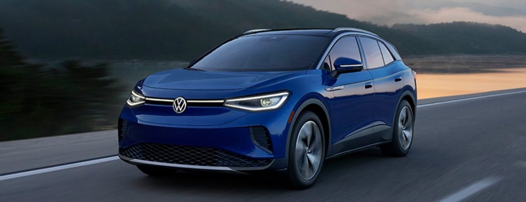 2021 Volkswagen ID4 blue side view_o - McMinnville Volkswagen