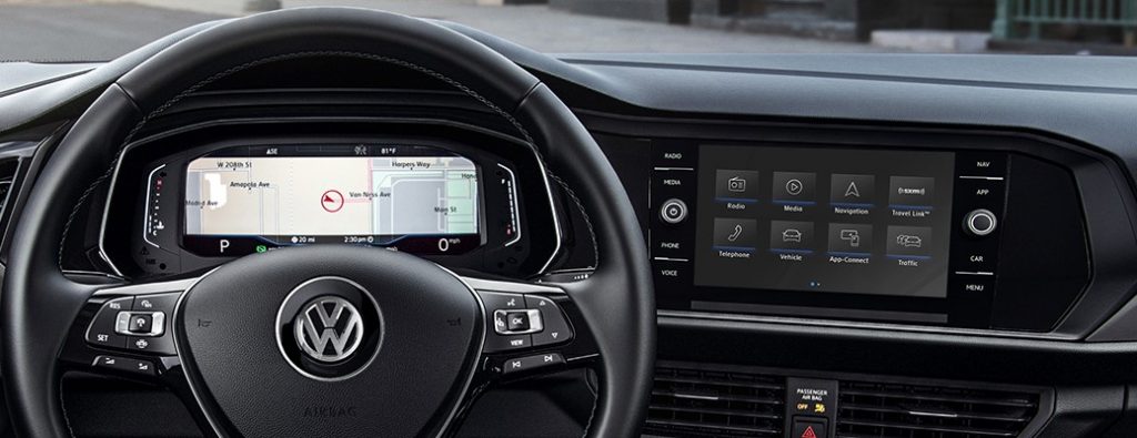 2020 Volkswagen Jetta interior showing cluster screen and infotainment ...