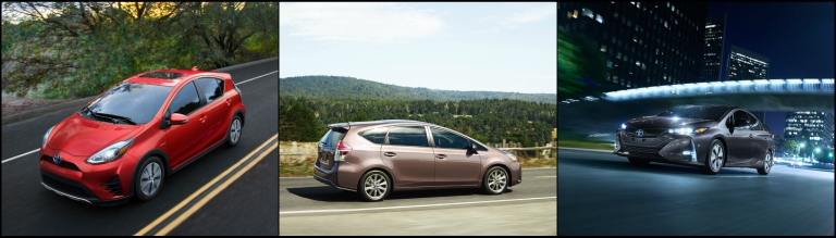 collage of three different 2018 Toyota Prius models
